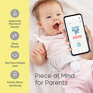 Familidoo Smart Baby Monitor Clip - Monitor Infant Abdominal Movement with Audio Alerts - Rollover Position Alarm - Sleep Record - Light and Easy to Clip on Diaper - Newborn Care Safety Essential