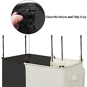 WOWLIVE Double Laundry Baseket with Lid and Removable Laundry Bags,154L Large Laundry Hamper 2 Section Collapsible Dirty Clothes Hamper for Laundry Room,College Dorm,Bathroom,Black and Beige