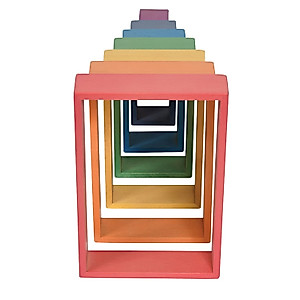 TickiT - 73414 Wooden Rainbow Architect Rectangles - Nesting Puzzle - Stacking Blocks for Ages 12M+