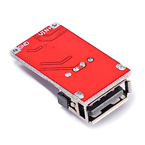 ALAMSCN DC-DC Buck Converter Car USB Charger Module 6-24V 12V 24V to 5V 3A Step Down Voltage Regulator Power Supply Module(Pack of 5) Red