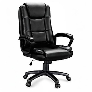 OFIKA Home Office Chair, Big and Tall Chair Heavy Duty Design, Ergonomic High Back Cushion Lumbar Back Support, 400LBS Computer Desk Chair, Adjustable Executive Leather Chair with Armrest (Black)
