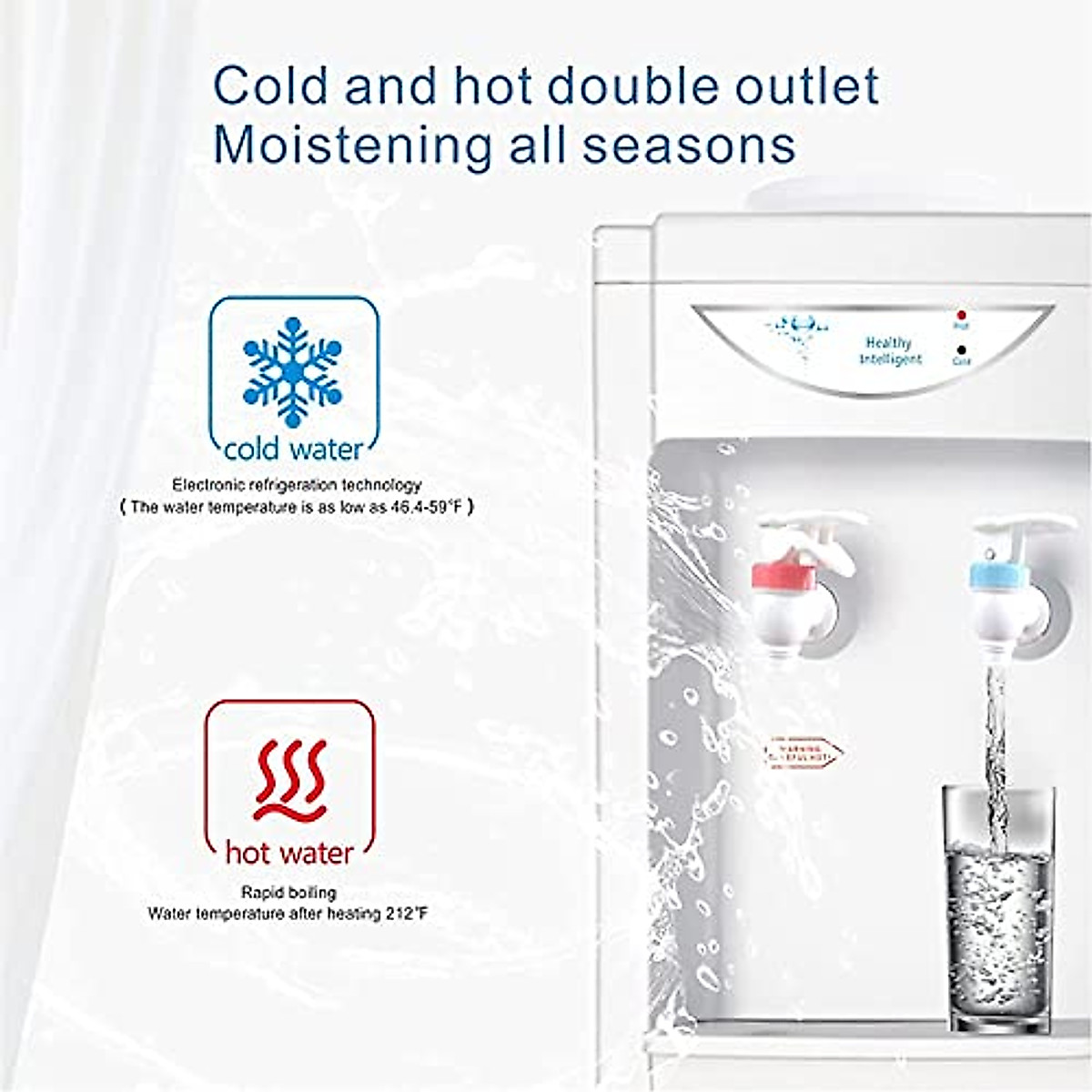 Comft Top Loading Water Cooler Water Dispenser - Cold & Cool Water, Child Safety Lock, 5 Gallon Water Dispenser for Home Office School Kitchen with Storage Cabinet, White (RR1)