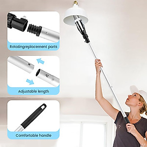 Trasylph 13FT Light Bulb Pole Changer for High Ceilings, Light Bulb Extension Pole Changer with Basket and Suction Cup, Light Bulb Removal Tool for Household Hanging Lights