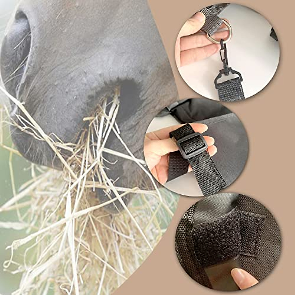 Slow Feeder Hay Bag - Hay Storage Net for Horse Donkey Goat, Adjustable, Super Tough to Reduces Waste (2 PCS)