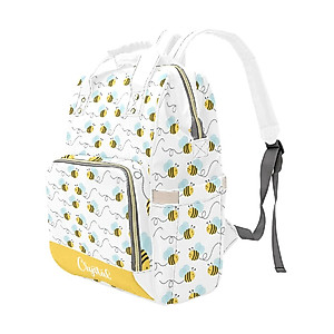 Grandkli Cute Bumble Bee Personalized Diaper Bag Multi-Function Backpack Nappy Bag Travel DayPack for Unisex, One Size