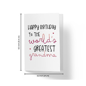 Karto Sweet Birthday Card For Grandma, Large 5.5 x 8.5 Birthday Card Grandma, Birthday Card For Grandmother - Happy Birthday Grandma Card, Grandmother Birthday Card Greatest Grandma