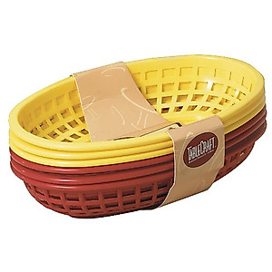 Tablecraft 6 Piece Assorted Sandwich & Fry Basket Set, 9", Red & Yellow