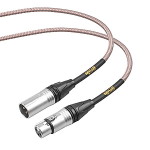 Clef Audio Labs XLR Cable, 12 Feet, Balanced 22AWG Cord, Male to Female, Gold Plated 3-Pin Connectors, Braided Jacket, Zinc Alloy Shell for Microphone, Studio Sound Mixer and Audio Interface