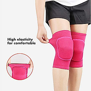 LZEEM Protective Cotton Kneepads for Woman Volleyball, Adult Knee Protector Sleeve Support Pole Dance Yoga Cycling Gym Workout Exercise Skating Knee Brace Guards for Athletic Use(Rose red)