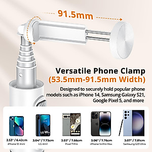 ATUMTEK 55" Selfie Stick Tripod, All-in-one Extendable Aluminum Phone Tripod with Rechargeable Bluetooth Remote for iPhone, Samsung, Google, LG, Sony and More, Fitting 4.7-7 inch Smartphones, White