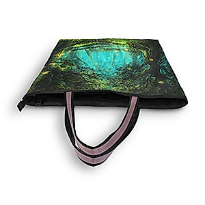 JSTEL Women Large Tote Top Handle Shoulder Bags Fantasy Fairy Forest Patern Ladies Handbag