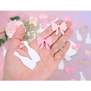She’s Tying the Knot Party Confetti - Bridal Shower Table Decoration,Table Scatter Bridal Shower Photo props,Champagne Bow Diamond Ring Confetti Perfect for Any Event