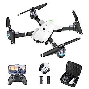Drones with Camera for Adults - 1080P FPV Drone with Carrying Case, Foldable RC Drone W/2 Batteries, Altitude Hold, Headless Mode, ATTOP Camera Drones for Adults/Beginners, Girls/Boys Gifts