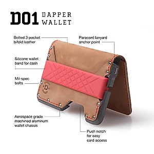 Dango Slim Minimalist Wallet for Men - RFID Blocking - Leather- Bifold, Rawhid/Slate Grey