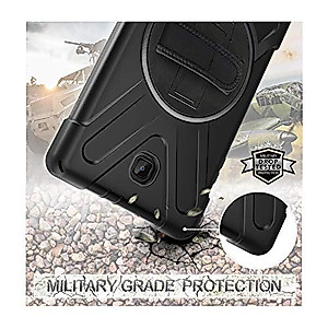 KIQ Shield Series for Samsung Galaxy Tab A 8.0 Case 2018, Shockproof 360 Rotatable W/Kickstand Hand Strap Shoulder Cover for Galaxy Tab SMT387v Tab A Verizon Case 8.0 (Black)