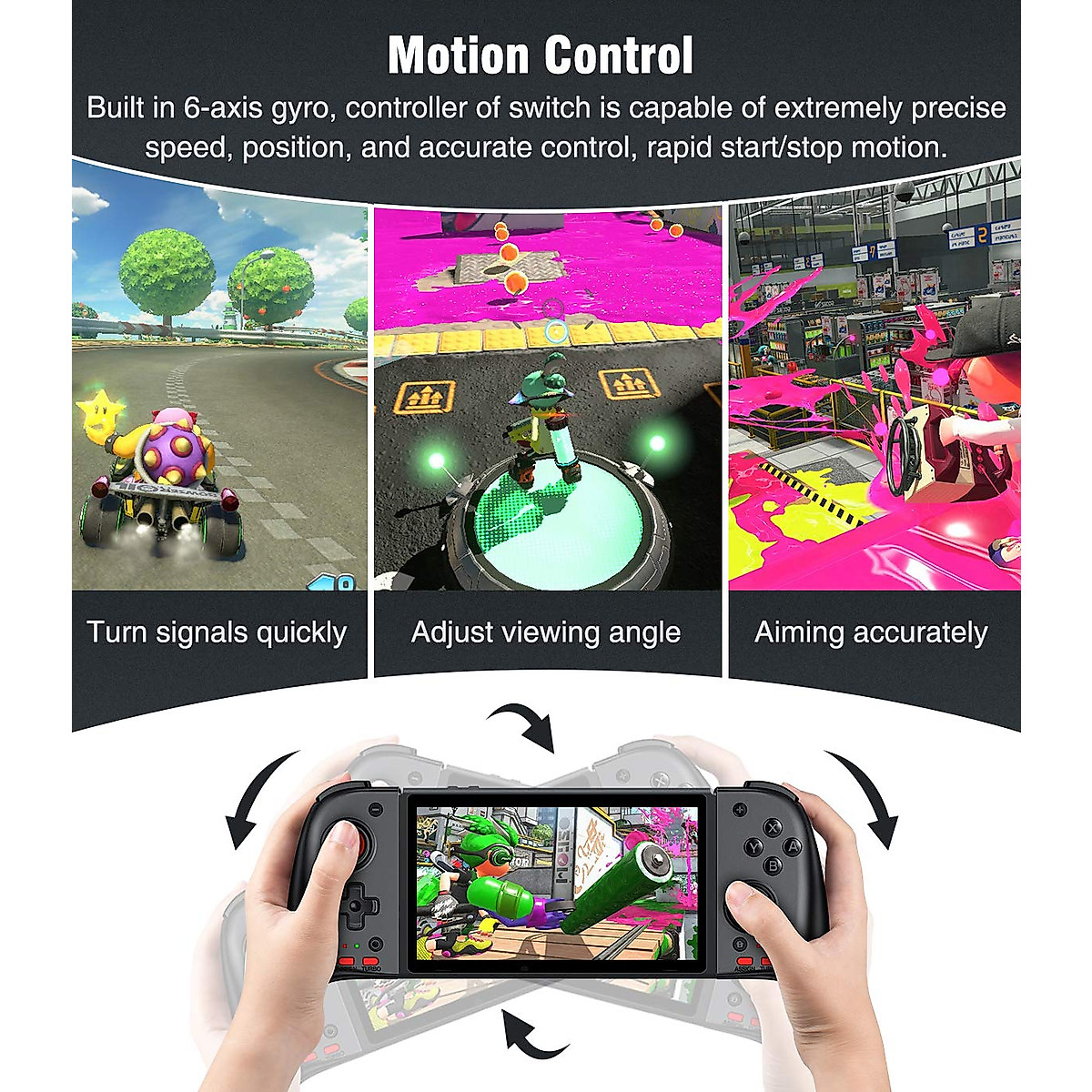 Kydlan Programmable Switch Controller Joycon for Nintendo Switch Joycon with Turbo, Motion Function, Replacement for Nintendo Switch Controller Joycon, Big Grip Switch Remote for Joycon
