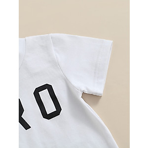 Baby Boys Clothes Sets Short Sleeve Letter Printed T-Shirt Tops + Solid Color Short Pants (White, 0-3 Months)