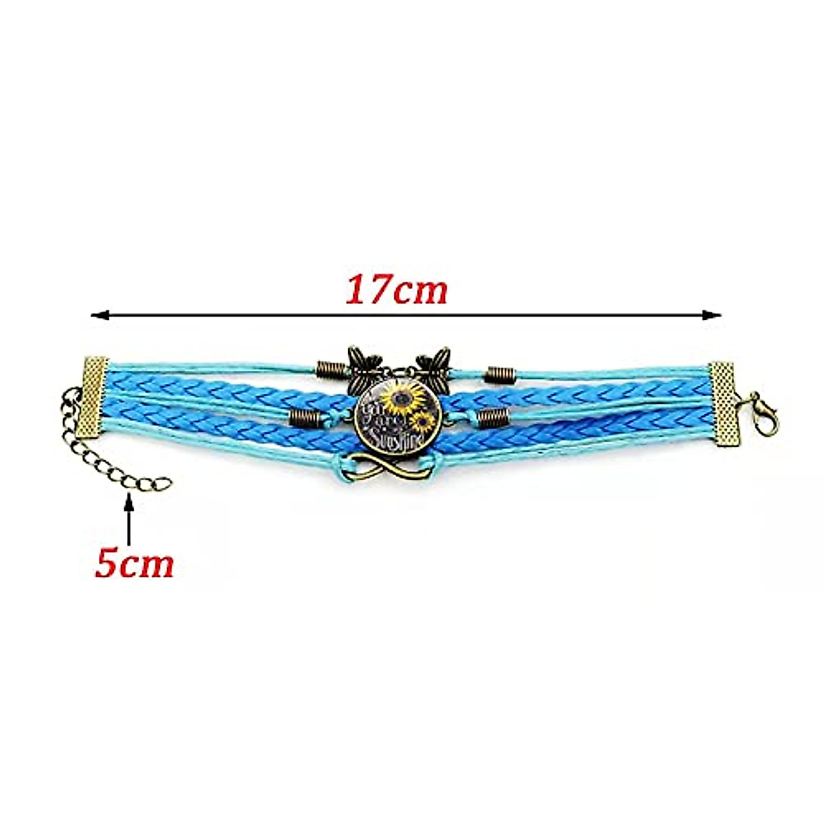 MISSLATE 4pcs Sunflower Leather Bracelets for Womens Present You Are My Sunshine Bracelets for Teen Girls Mom Birthday Gifts (Multicolor)