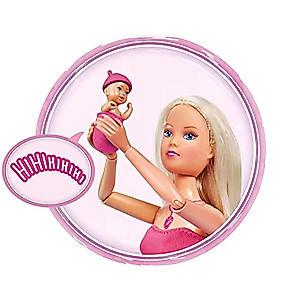 Simba Steffi Love 105733480 Baby Happiness, Pregnant Doll with Baby and Great Sounds, Baby Accessories and Baby Seat