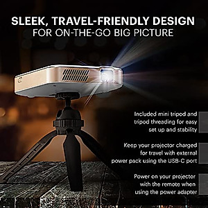 KODAK Luma 400 Portable HD Smart Projector | Wi-Fi, Bluetooth, HDMI & USB Compatible Mini Home Theater System Up to 150” | 720p Native Resolution (4K), 200 ansi Lumens | Tripod Included