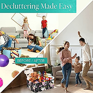 visesunny Rectangular Shelf Basket Black Cat Floral Clothing Storage Bins Closet Bin with Handles Foldable Rectangle Storage Baskets Fabric Containers Boxes for Clothes,Books,Toys,Shelves,Gifts