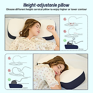 Pain Relief Cervical Pillow for Neck and Shoulder Support, Contour Memory Foam Pillows for Sleeping, Ergonomic Orthopedic Sleeping Neck Contoured Support Pillow for Side, Back and Stomach Sleepers