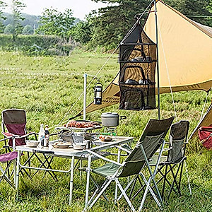 ASkinds Camping Drying Rack 3 Layers Hanging Dry Net Folding Mesh Hanger Outdoor Tableware Food Vegetables Dryer Rack with Zippers for Camping Hiking Fishing BBQ(Black)