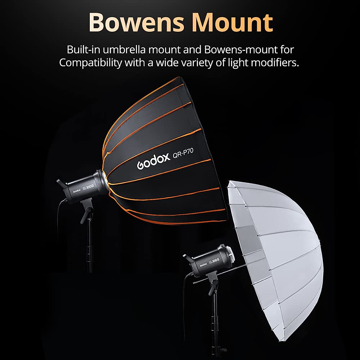 Godox SL100D SL-100D 100W 5600K White Version LCD Panel LED Video Light Continuous Output Bowens Mount Studio Light with P60 Quick Installation Soft Box,Carrying Bag, Light Stand (SL100BI KIT)