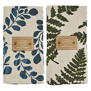 Mud Pie Leaf Napkin Set, Blue, 18" x 18"