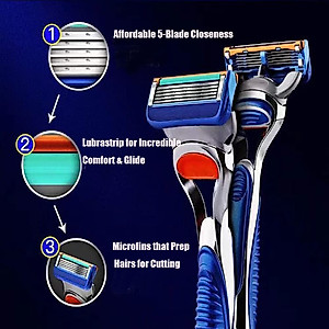 5 Men Razor Blades Shaving Cassettes Facial Care Men Shaving Blades Compatible 8 Blade Refills,Shave Kit