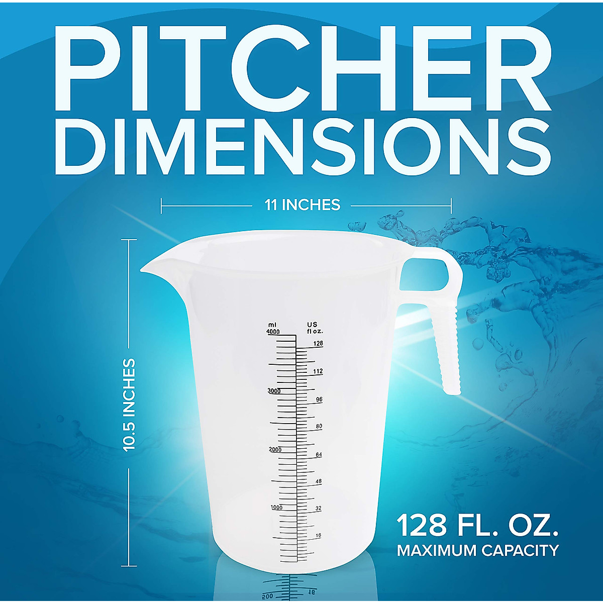ACCUPOUR 8oz (250 mL) Measuring Pitcher, Plastic, Multipurpose - Great for Chemicals, Oil, Pool and Lawn - Ounce (oz) and Milliliter (mL) Increments (1 cup)