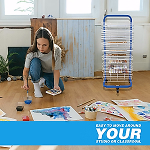 LAUCO Art Drying Rack for Art Studios & Classrooms, 25-Removable Shelf Mobile, Painting Drying Rack with Wheels - Stack Rack for Painting, Drawings, and More (1 Pack)