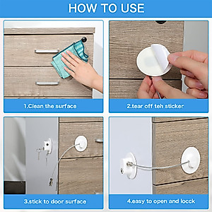 8 Pieces Refrigerator Locks for Children Adults with 10 Keys, Fridge Lock, Freezer Door Safety Cabinet Lock and Child Safety Cabinet Locks with Strong Adhesive (White)