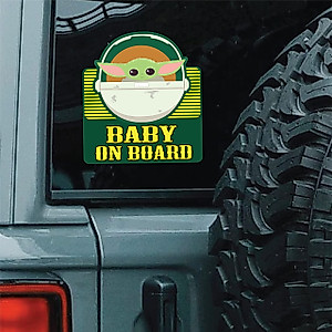 SHOP A THING – Baby Yoda On Board Sticker – Vinyl Decal Awareness Autism Decal for Car – Removable Waterproof Decal for School Bus – Indoor and Outdoor Use for Jeep - Car Window Decal– SAT 007