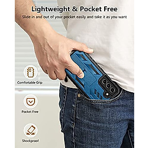 SOiOS for Samsung Galaxy S22 Protective Case: Military Grade Drop Proof Protection Mobile Phone Cover with Kickstand | Rugged Shockproof TPU Matte Textured Sturdy Phone Bumper (Blue)