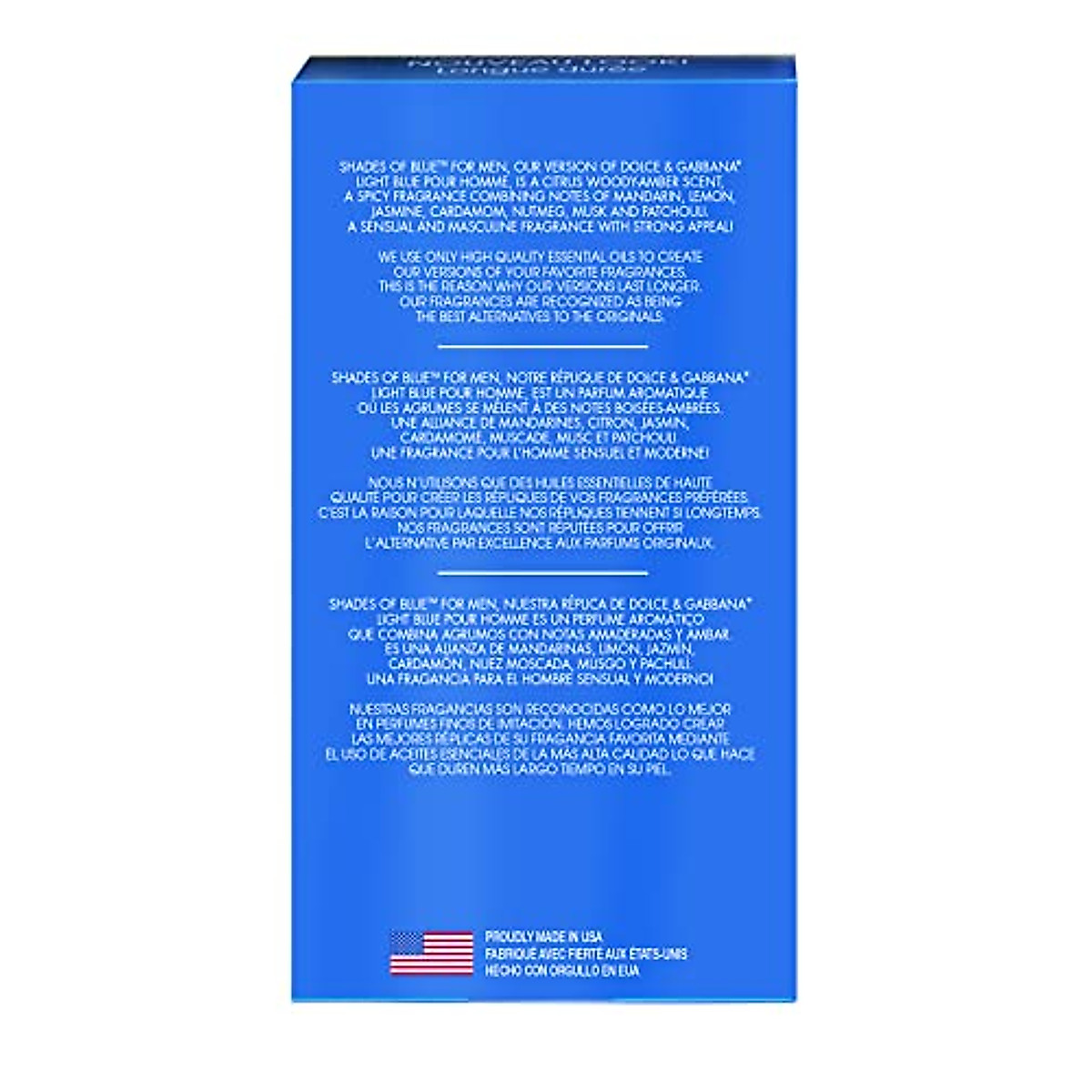 PB ParfumsBelcam Shades of Blue for Men our Version of Dolce & Gabanna Light Blue EDT,White,3.4 Fl Oz (Pack of 1)