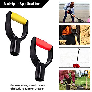 MroMax 2Pcs Shovel D Grip Handle, 1-1/4" Inner Diameter 32mm PVC Spade Snow Shovel Replacement Handle Garden Accessories for Digging Raking Gardening Tool Camp Shovel Garden Shovel