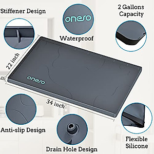 ONESO Under Sink Mat,34" x 22" Under Sink Mats for Kitchen Waterproof,Under Sink Mat Kitchen Cabinet Tray Suitable for Kitchen Bathroom Flexible Waterproof Silicone Made, Hold up to 2 Gallons Liquid