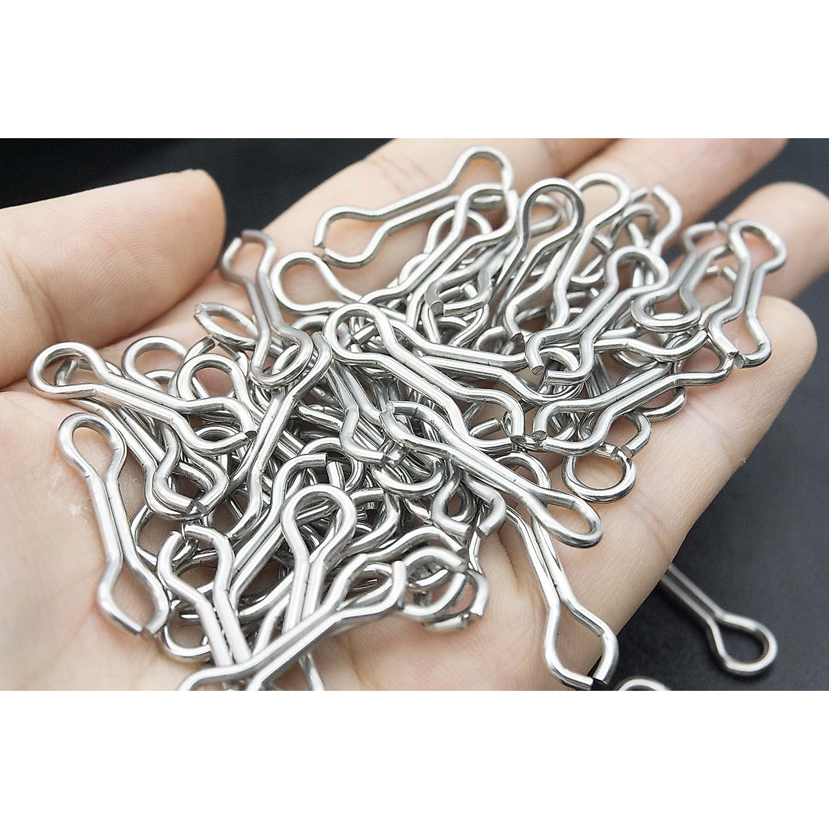 HTHYLURE Fishing Sinker Eyes Eyelets Figure 8 Snap 100pcs/set for Lead Weights Molds Tackle Accessories Long Sinker Eyes-Eyelets Stainless Steel DIY Fishing Lures Eyelets Loops Eyelets Swivels Clip