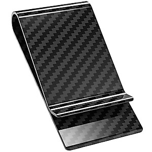 Travelambo Carbon Fiber Money Clip Front Pocket Wallet Minimalist Wallet Slim Wallet Credit Business Card Holder (CB black)