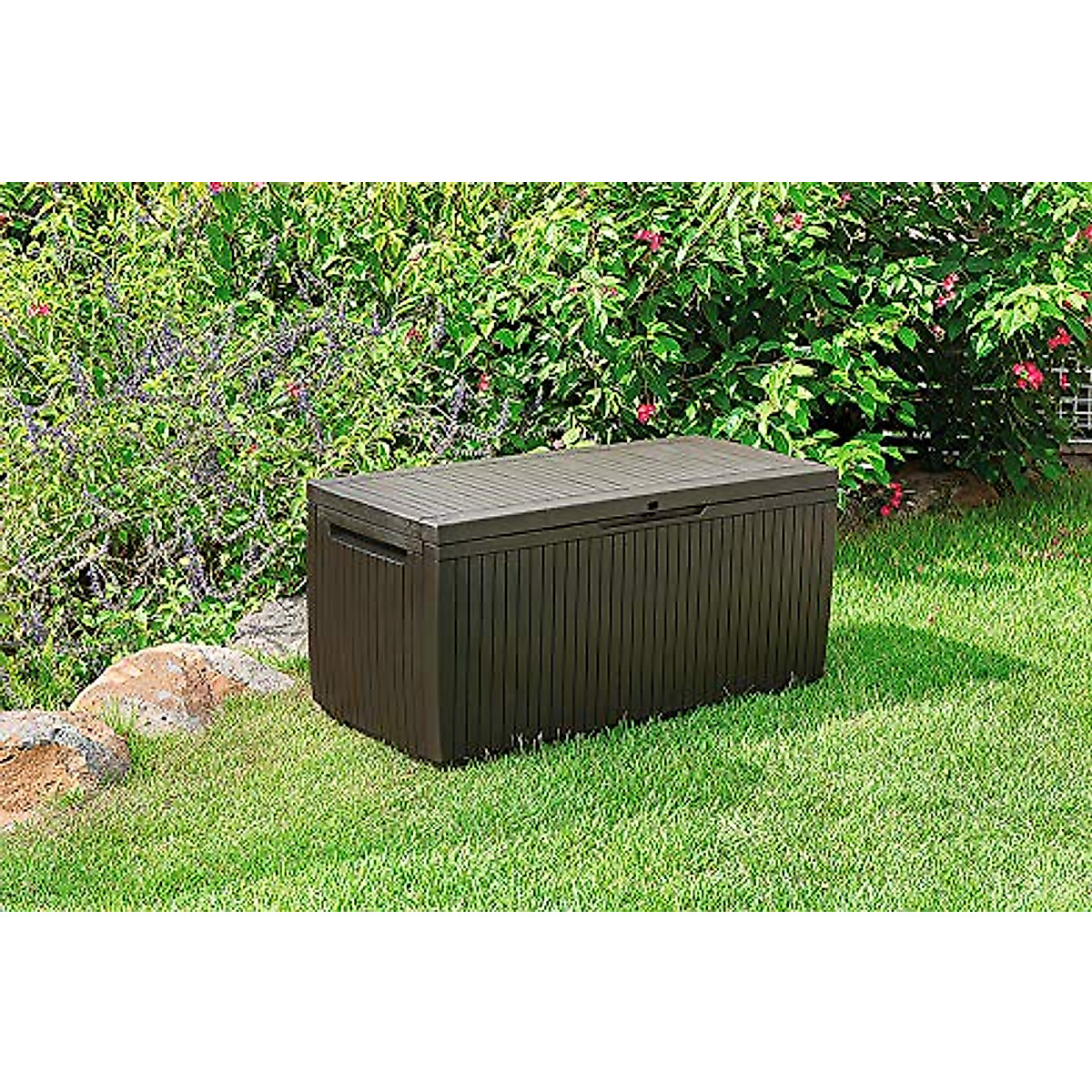 Keter 123 x 53.5 x 57 cm Springwood Outdoor Plastic Storage Box Garden Furniture - Brown