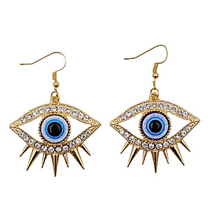 Unique Personality Evil Eye Earrings Fashion Abstract Eye Crystal Rhinestone Fringe Funny Women's Drop Earrings Exaggerated Jewelry (style 1)
