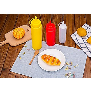 erioctry 3PCS Plastic Squeeze Sauce Bottles Dispenser/Seasoning Container for Mustard Ketchup Oil Cream Honey and Salad Dressing