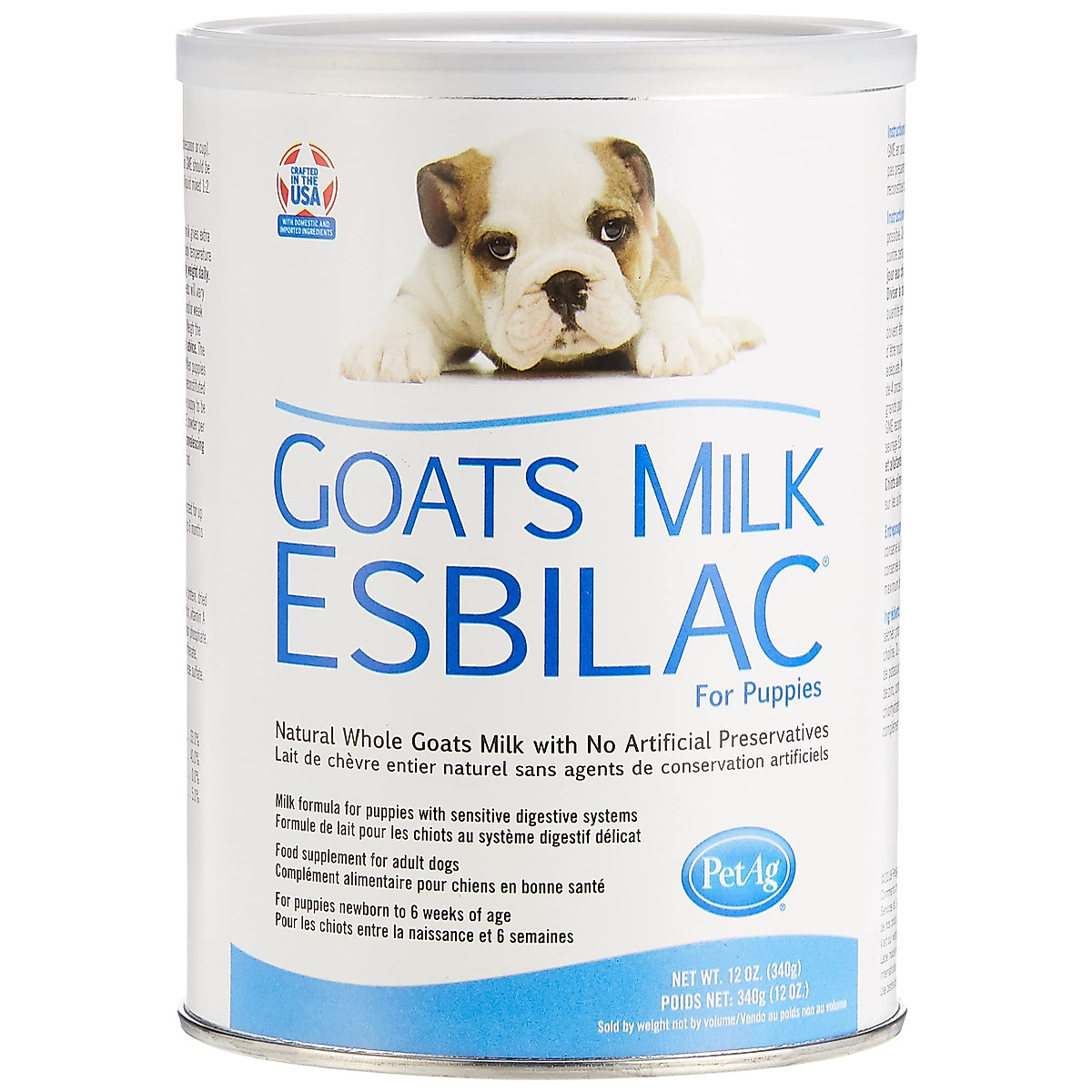 Pet-Ag Goat’s Milk Esbilac Powder - 12 oz - Powdered Puppy Formula with Prebiotics, Probiotics & Vitamins for Puppies Newborn to Six Weeks Old - For Sensitive Digestive Systems