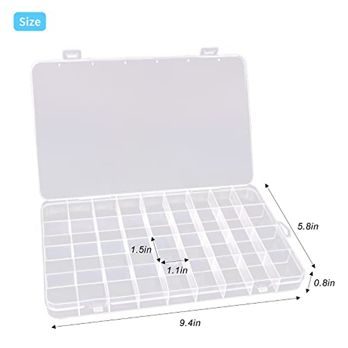 FYY (2 Pack Plastic Organizer Box 36 Grids, Clear Plastic Organizer Box Storage, Jewelry Craft Storage Container, Bead Box, Fishing Tackles Box, Jewelry Box, Embroidery DIY Art Craft Accessory