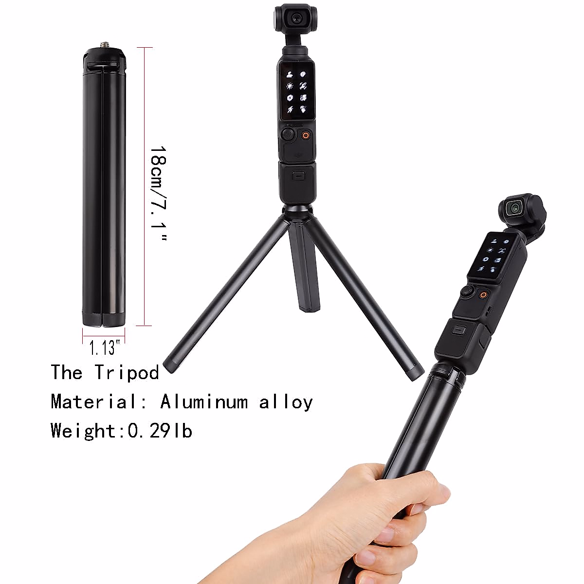 Leenconghui 37inch Selfie Stick Gimbal Extension Pole+Tripod Mount Kit fit for DJI Osmo Pocket 3