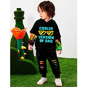 AGAPENG Toddler Boy Sweatsuit Hoodie Long Sleeve Letter Print Sweatshirt Ripped Pants Fall Winter Outfits Clothes Set Baby Boy Clothes 18-24 months Baby Boy Winter Clothes 24 Month Boy Clothes