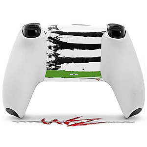 WraptorSkinz Skin Wrap compatible with Sony PS5 DualSense Controller Brushed USA American Flag Green Line (CONTROLLER NOT INCLUDED)