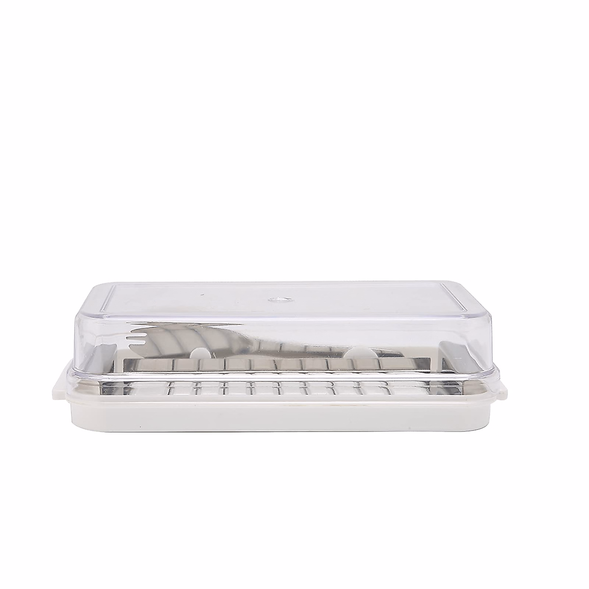 Fdit Stainless Steel Butter Preservation Box Butter Box With Lid, Butter Partition Storage Box Container With Transparent Cover For Kitchen(1#)