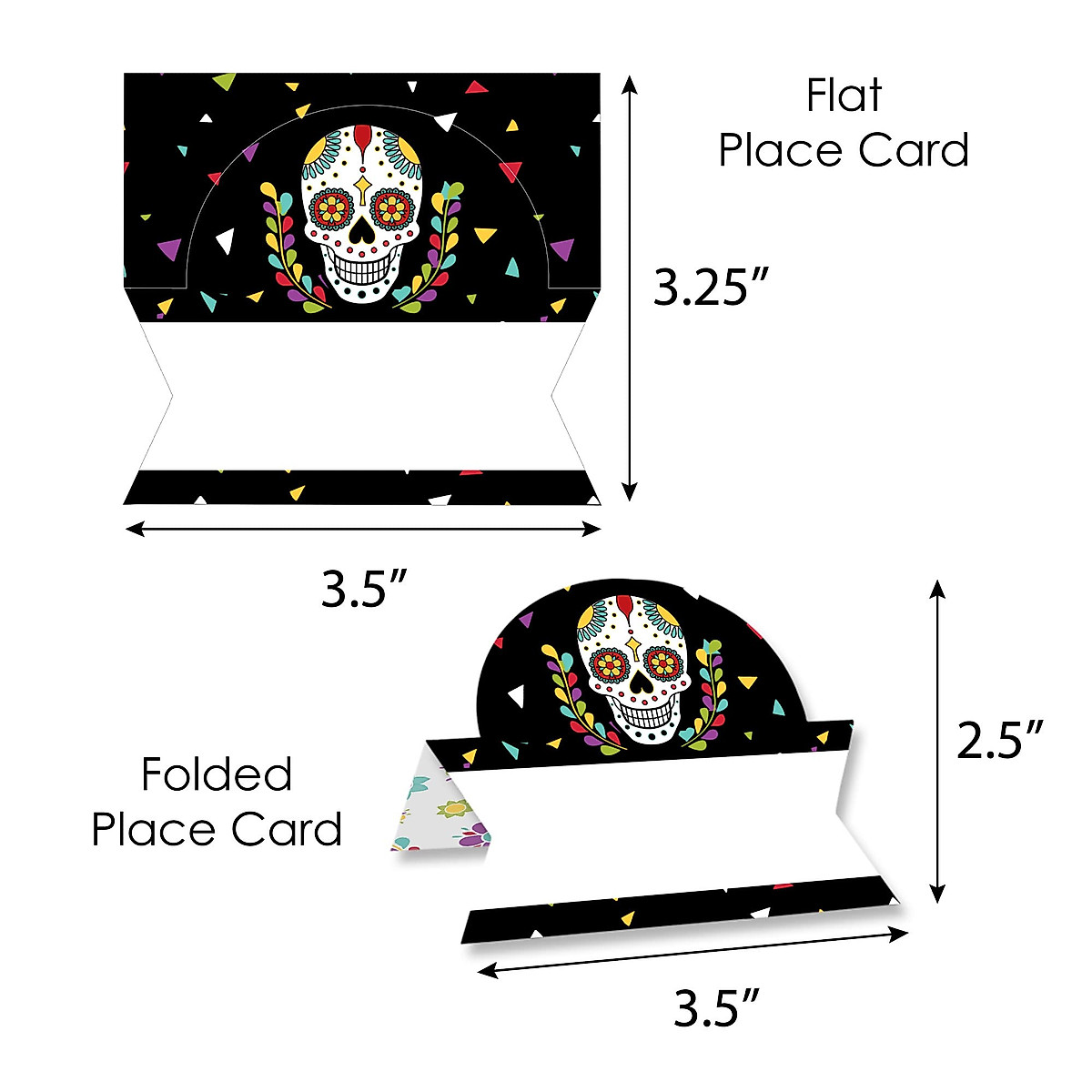 Big Dot of Happiness Day of the Dead - Halloween Sugar Skull Party Tent Buffet Card - Table Setting Name Place Cards - Set of 24